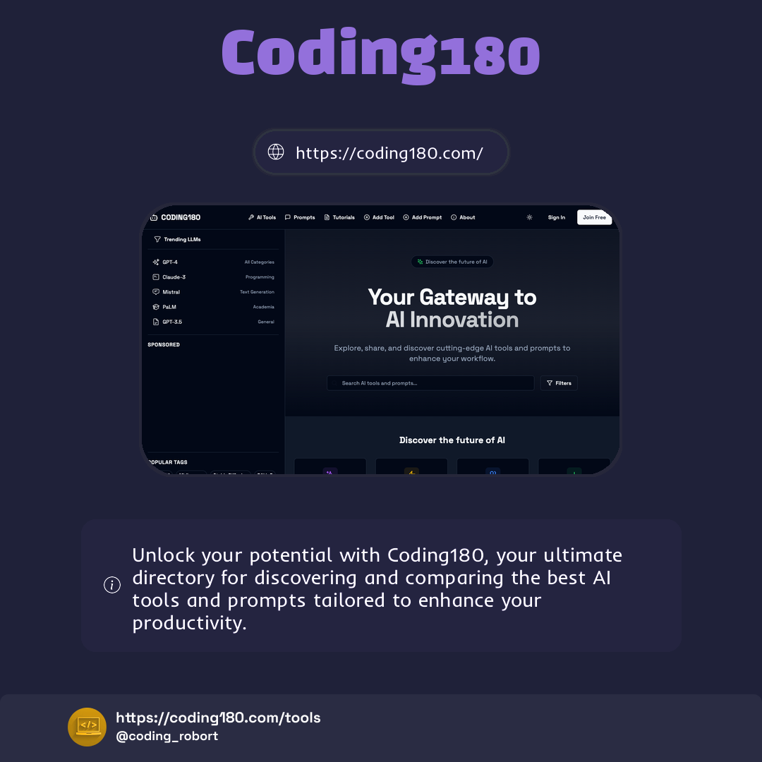 Coding180 - ChatGpt Prompts & AI Tools | Find the Best AI Resources